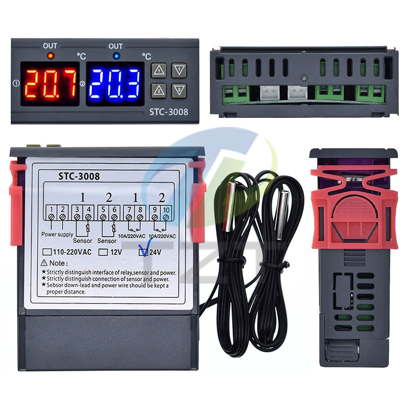 Dual Digital STC-3008 Temperature Controller Two relay output ...