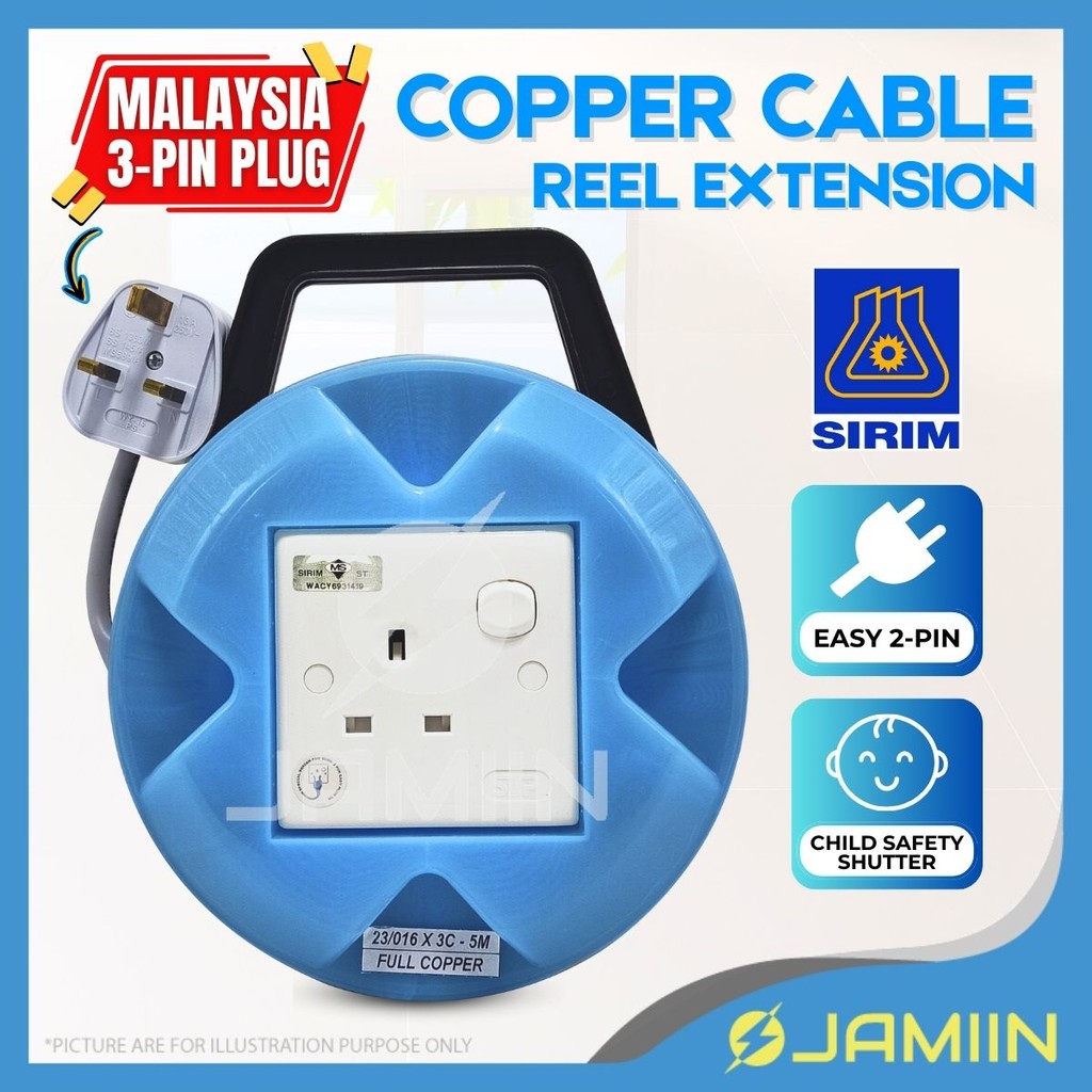 [SIRIM] Extension Plug Wayar Extension Plug 3 Pin Socket Cable Reel ...
