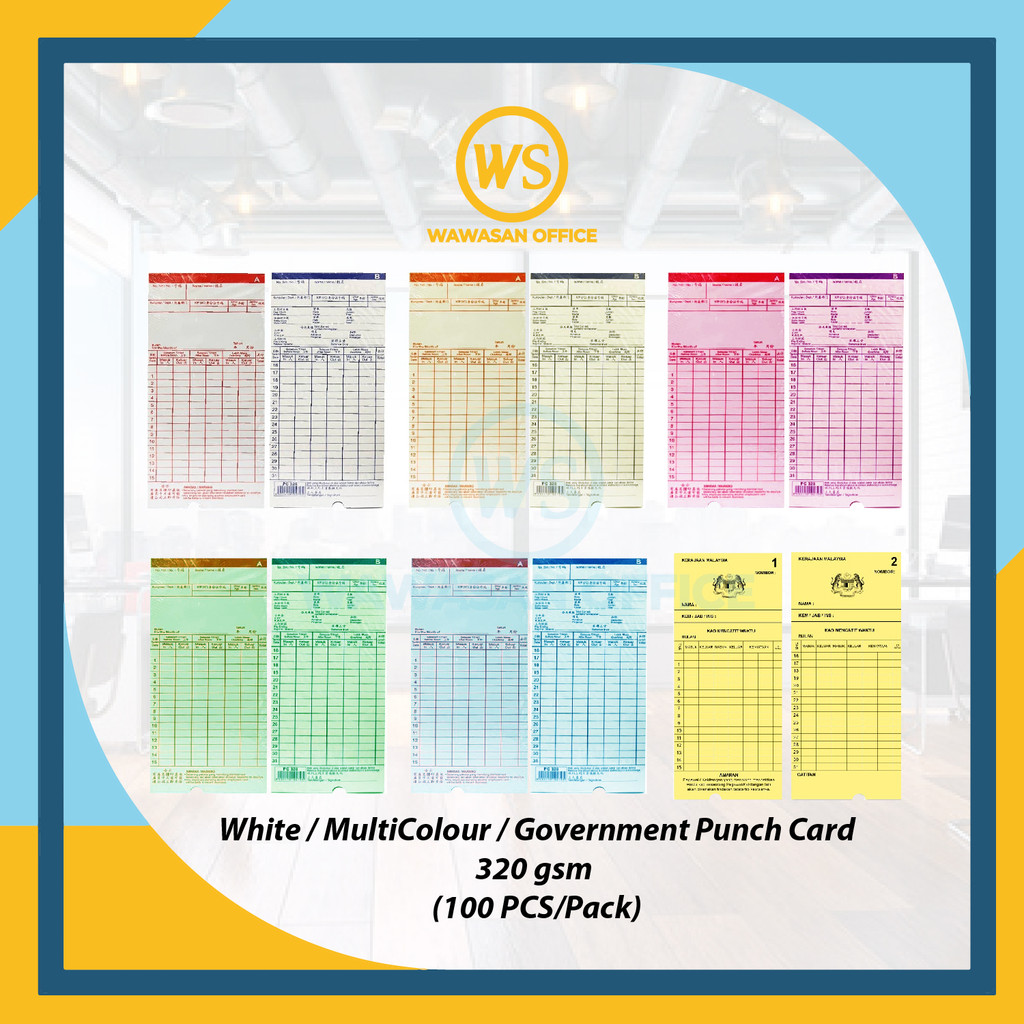 Punch card / Punch Card Kerajaan / Time Card / Time Recorder Punch Card ...