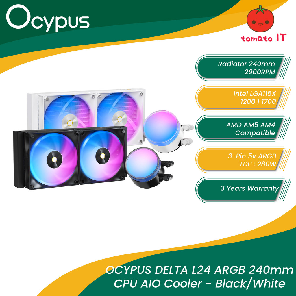 OCYPUS L24 / L36 ARGB V2 AIO CPU Cooler - Black/White | Shopee Malaysia