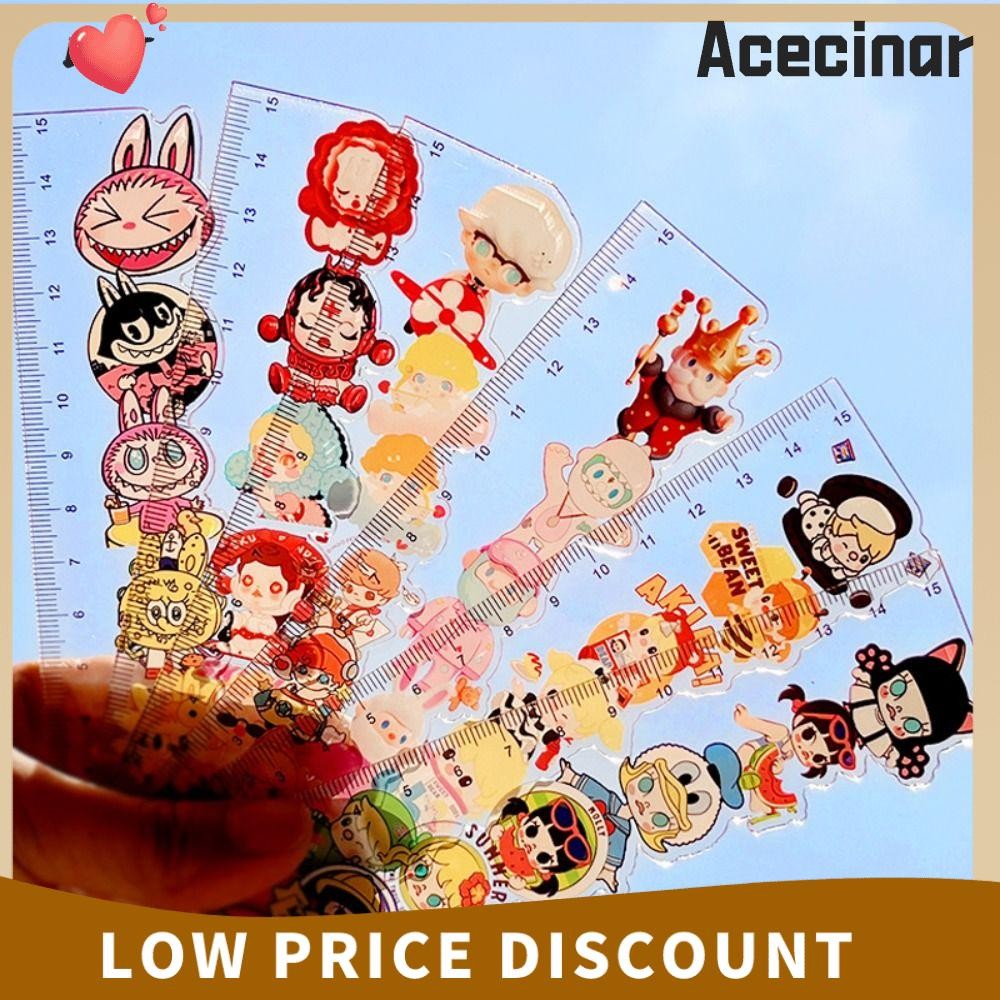 ACECINAR Labubu Ruler, 15cm Cartoon Sanrio Straight Rulers, Office ...