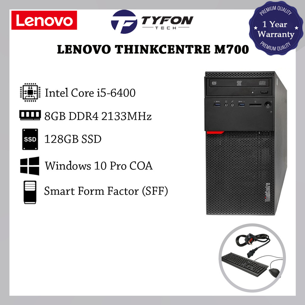 Lenovo ThinkCentre M700 MT i5-6400 8GB RAM 128GB SSD Win 10 Pro Desktop ...