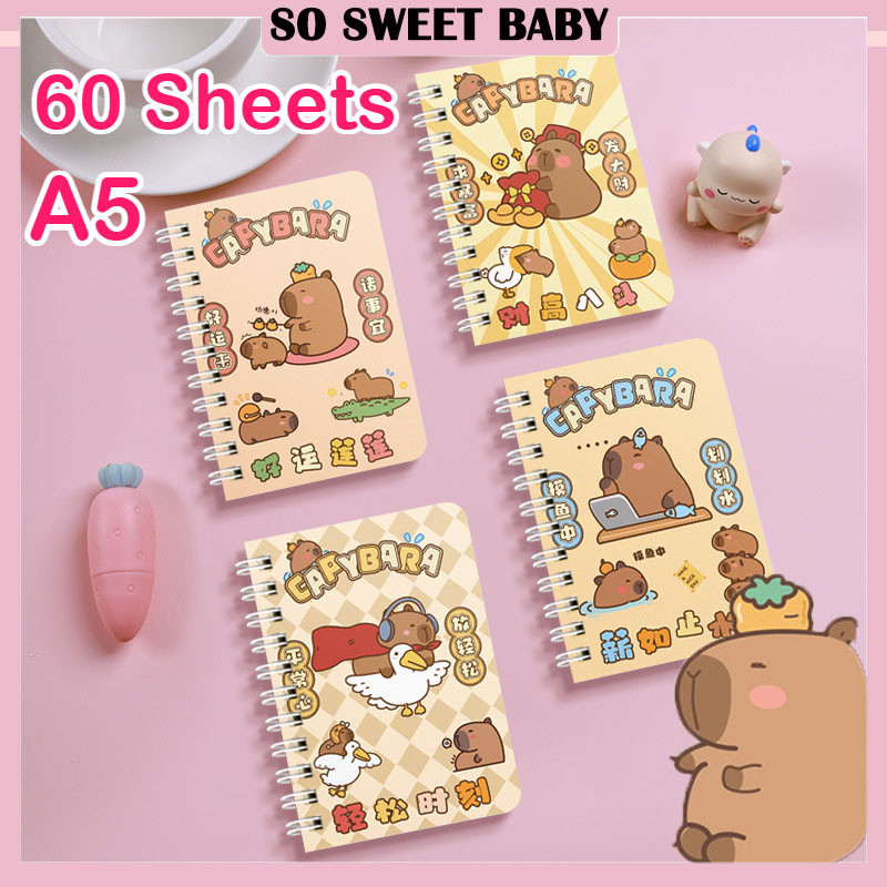 A5 Coil Notebook Cute Capybara Style Buku Nota 60 Sheets Notebooks for ...