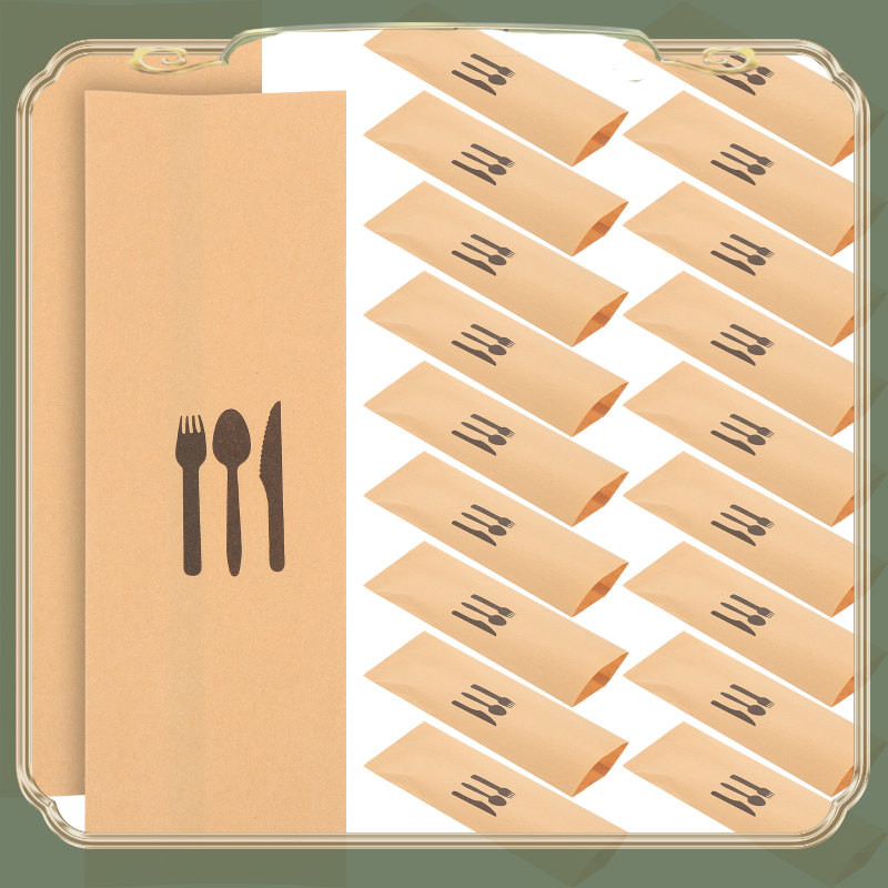 100pcs Kraft Paper Cutlery Set Silverware Dinnerware Kitchen Utensils ...