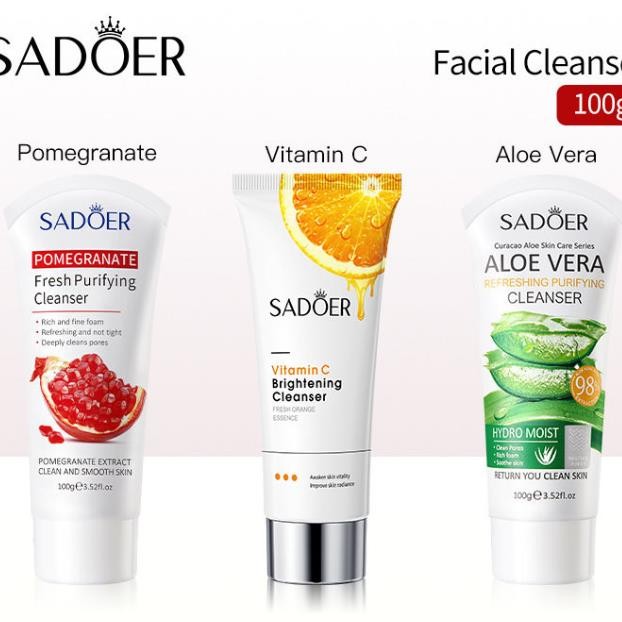 Facial Cleanser Facial Cleanser 100g SADOER Vitamin C Gentle Cleansing Refreshing Facial ...