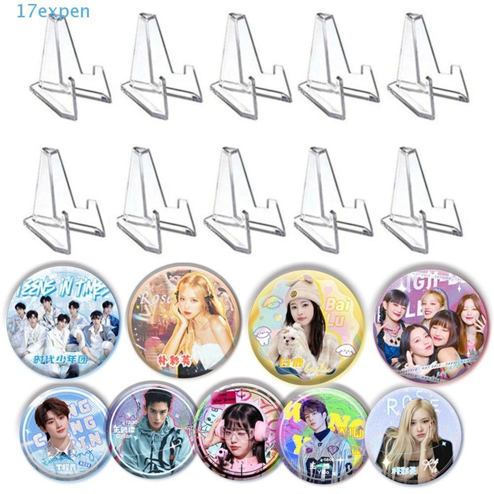 EXPEN 10PCS Badge Display Stand Holder, Clear Transparent Coin Capsule ...