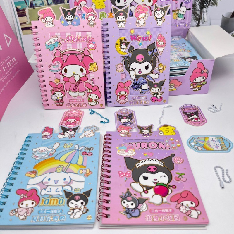 Sanrio Kuromi Hello Kitty Sticker Book Melody Goo Card Cartoon Kawaii ...