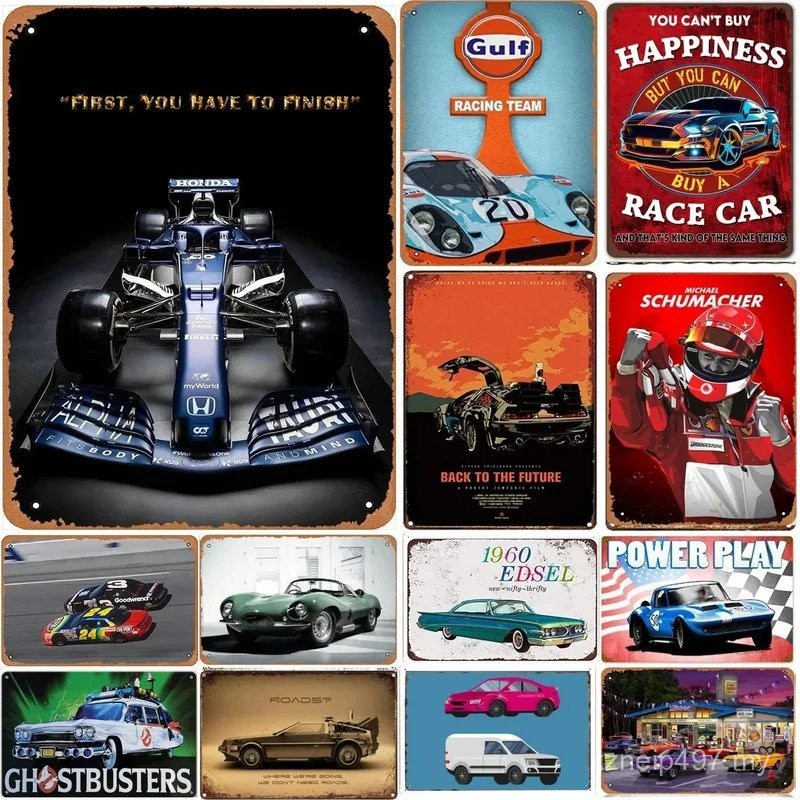 Metal Tin Sign Poster Race Car Tin Signs Metal Plaque Poster Decor for ...