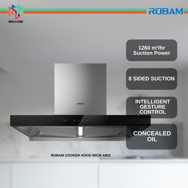 Robam A852 Cooker Hood Dual Intake Range Hood With Powerful Suction 90cm | Shopee Malaysia