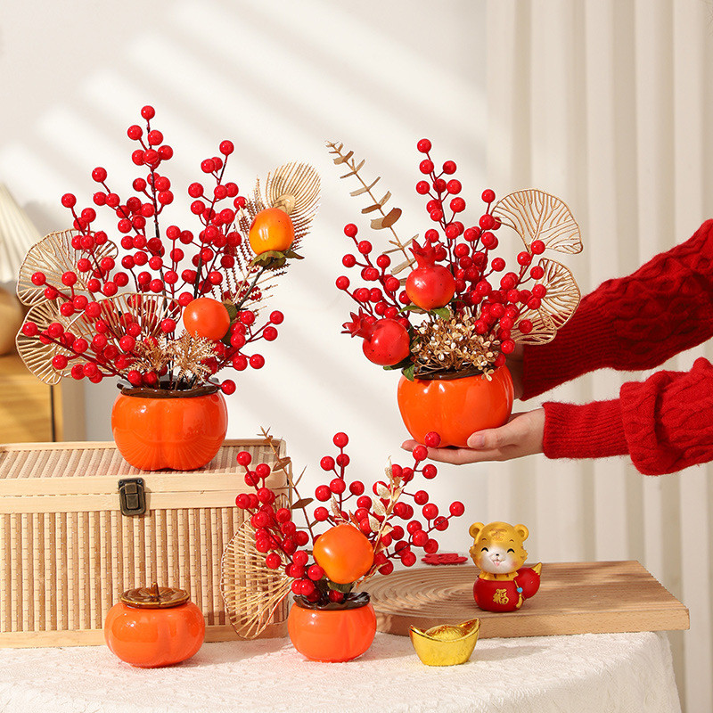 New Year Housewarming Happy Persimmon Decoration Ornaments Flower ...
