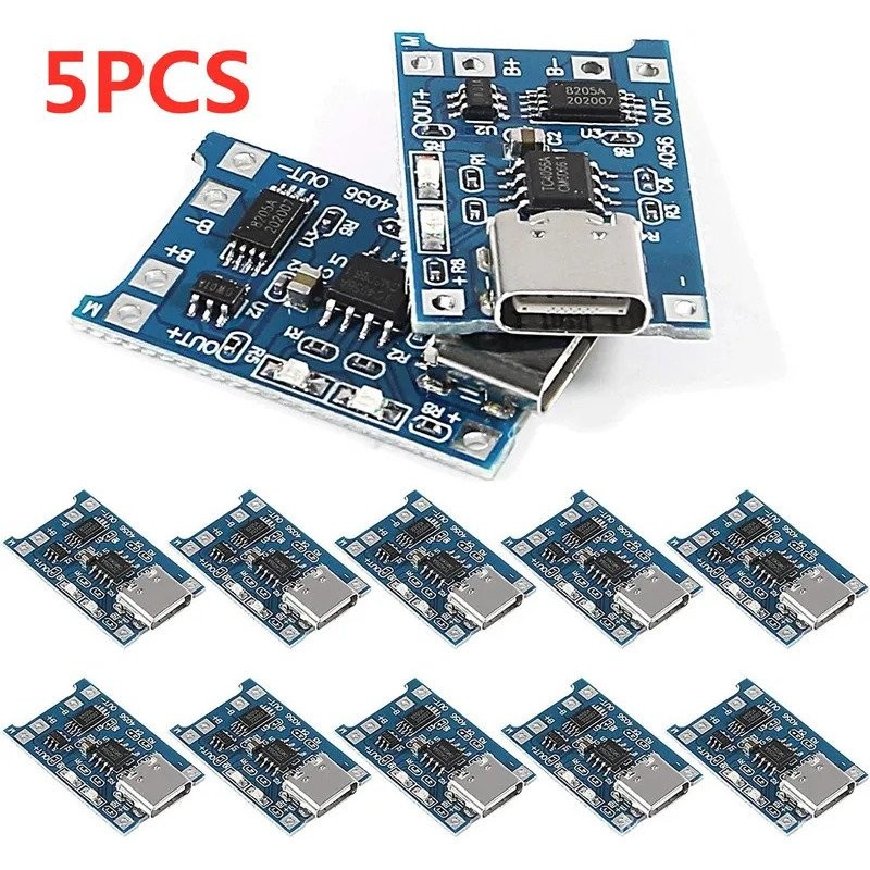 2/5PCS 5V 1A 18650 TP4056 Lithium Battery Charging Board Type-C Micro ...