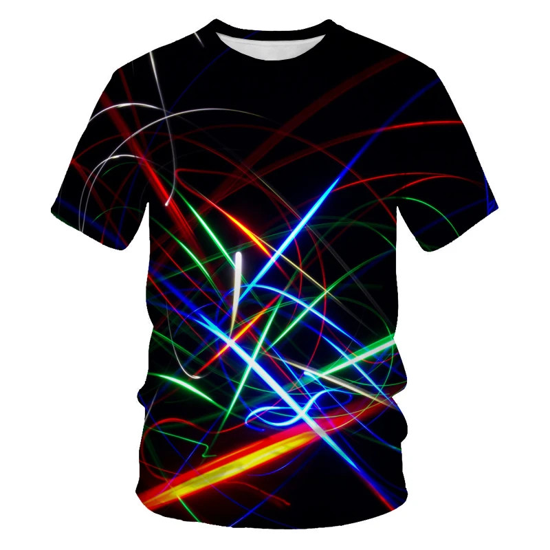 Summer Fashion Colour Light Spectrum Men T-shirt New Casual Printing ...