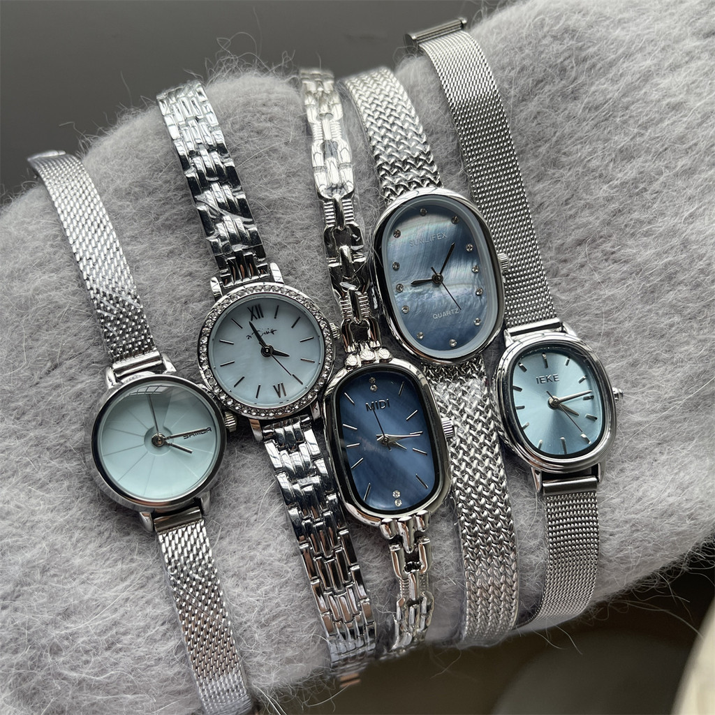 Quartz Steel Band Watch Female Silver Fritillary Small Watch Round ...