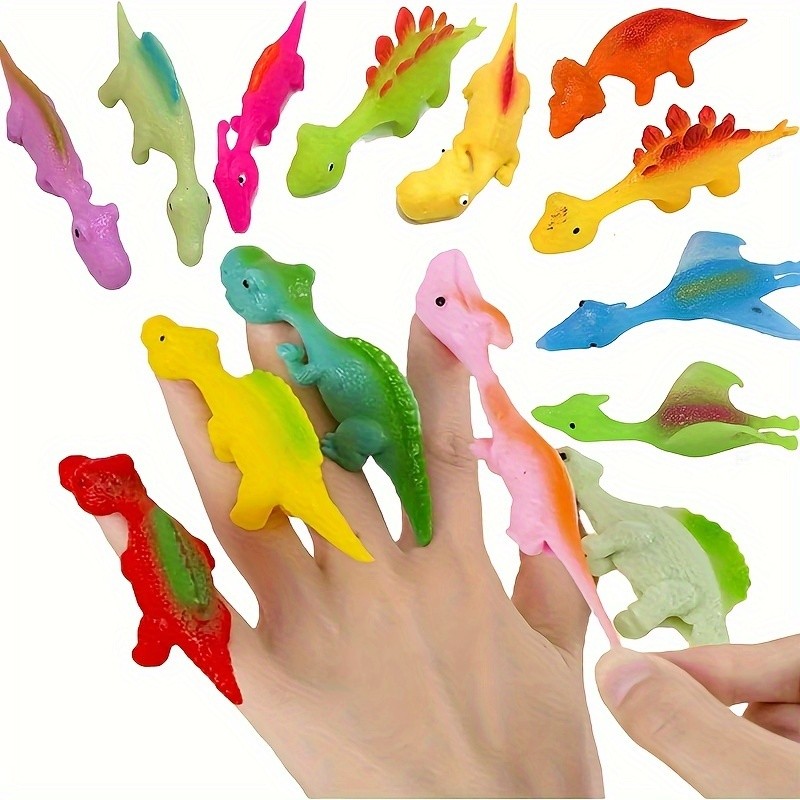10 Slingshot Dinosaur Finger Toys Made of TPR Material, Finger Dinosaur ...
