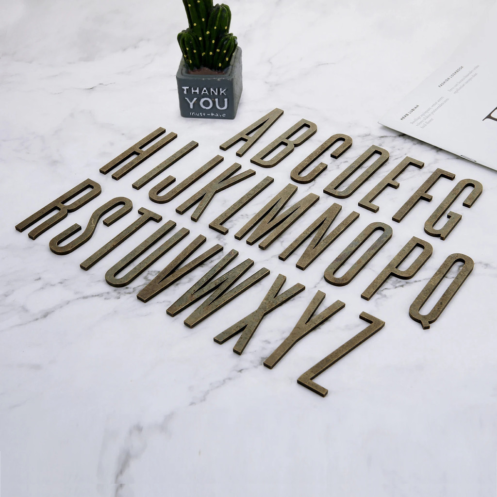 Bronze Self Adhesive House Number Metal English Alphabet Letters for ...