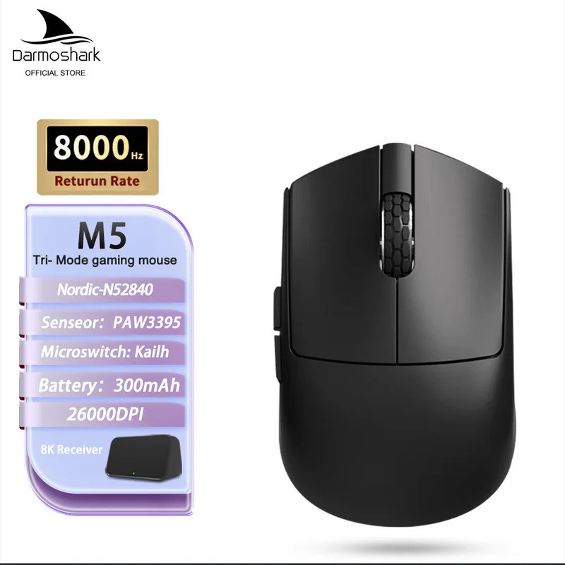 Darmoshark M5 Pro Gaming Mouse PAW3950 Wireless 8K Tri-Mode Macro Mouse ...