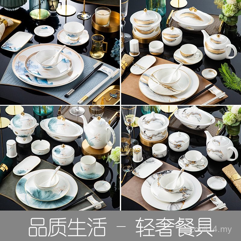 Pinggan Pinggan Gaya Cina Baharu Hotel Light Luxury Bone China Paparan ...