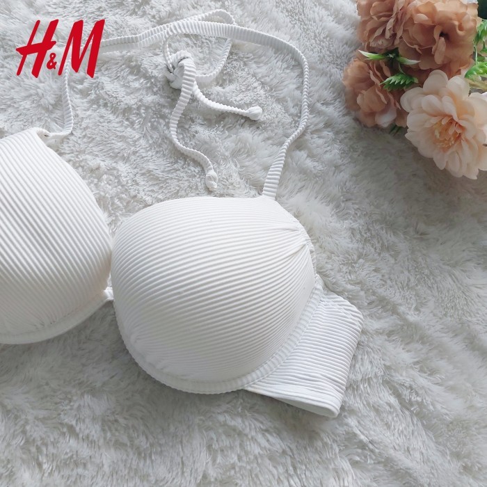 H&m bikini double pushup vs bombshell halter broken white - 75B | Shopee Malaysia