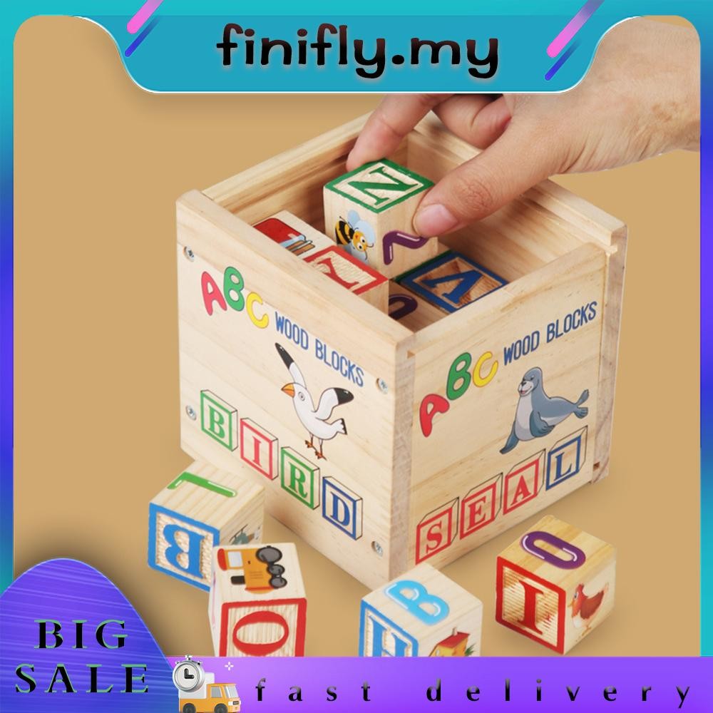 [finifly.my] ABC Wooden Building Blocks Alphabet & Number Stacking ...