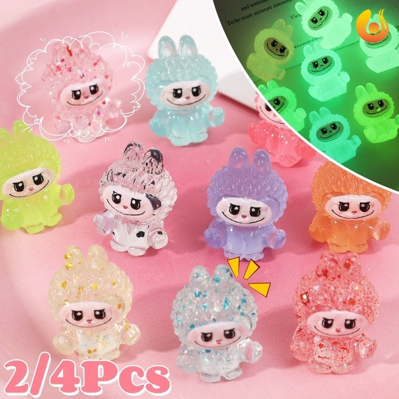 Cartoon Cute Night Glowing Labubu Craft Statue Ornaments- Kawaii Mini ...