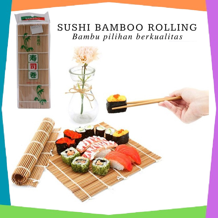 Bamboo Sushi Rolling Mat - Onigiri Rice Roller, Sushi Maker Tools ...