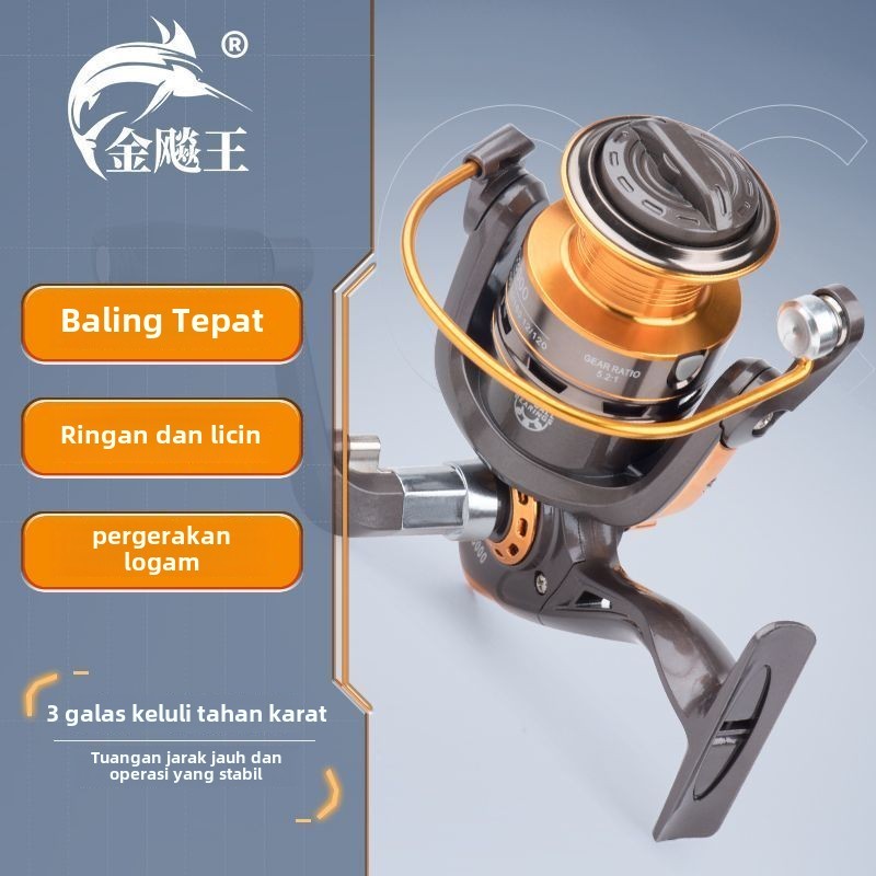 Roda berputar, kepala semua logam, batang memancing kayu batang pancing ...