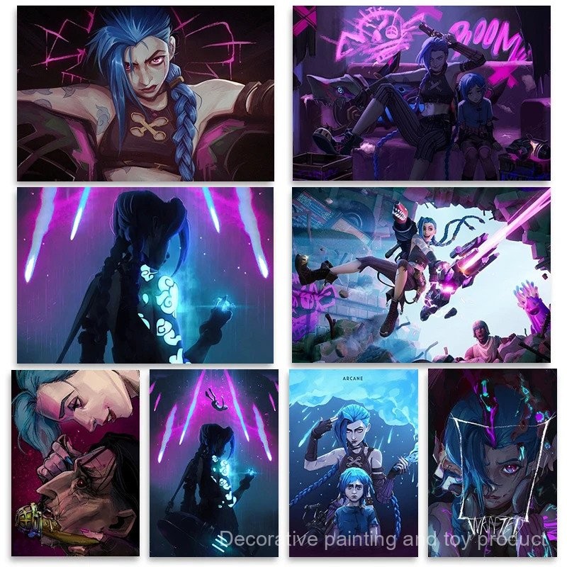 Game League of Legends The Animated Drama Arcane Jinx Canvas Painting ...