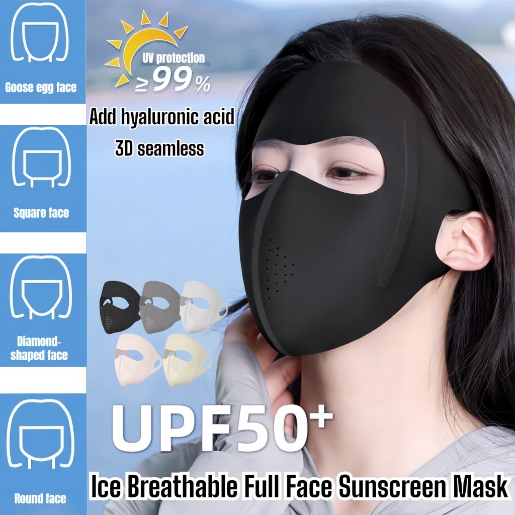Ice Silk Sunscreen Mask Full Face UV Protection Mask Hyaluronic Acid ...