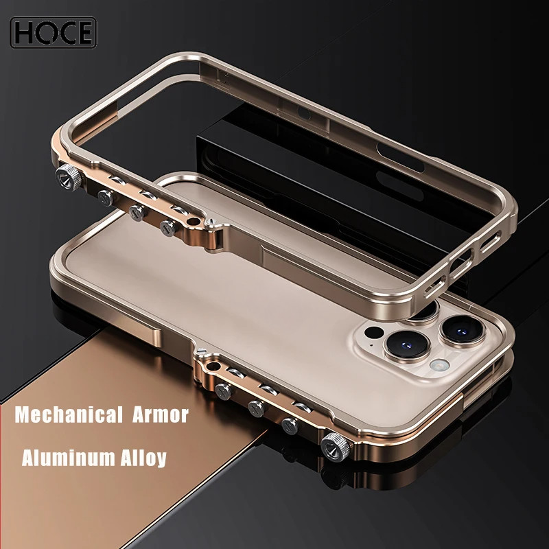 HOCE Mechanical Aluminum Metal Frame Case For iPhone 17 Pro 16 15 14 13 ...