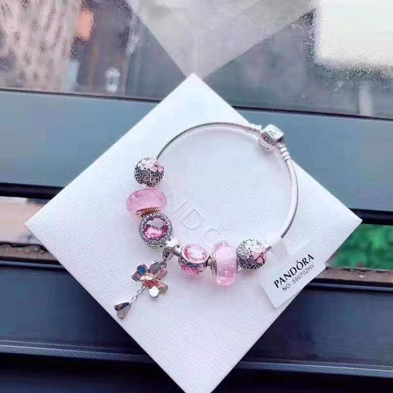 Pandora gelang tempat Pandora/925 perak semanggi dan kumbang hiasan ...