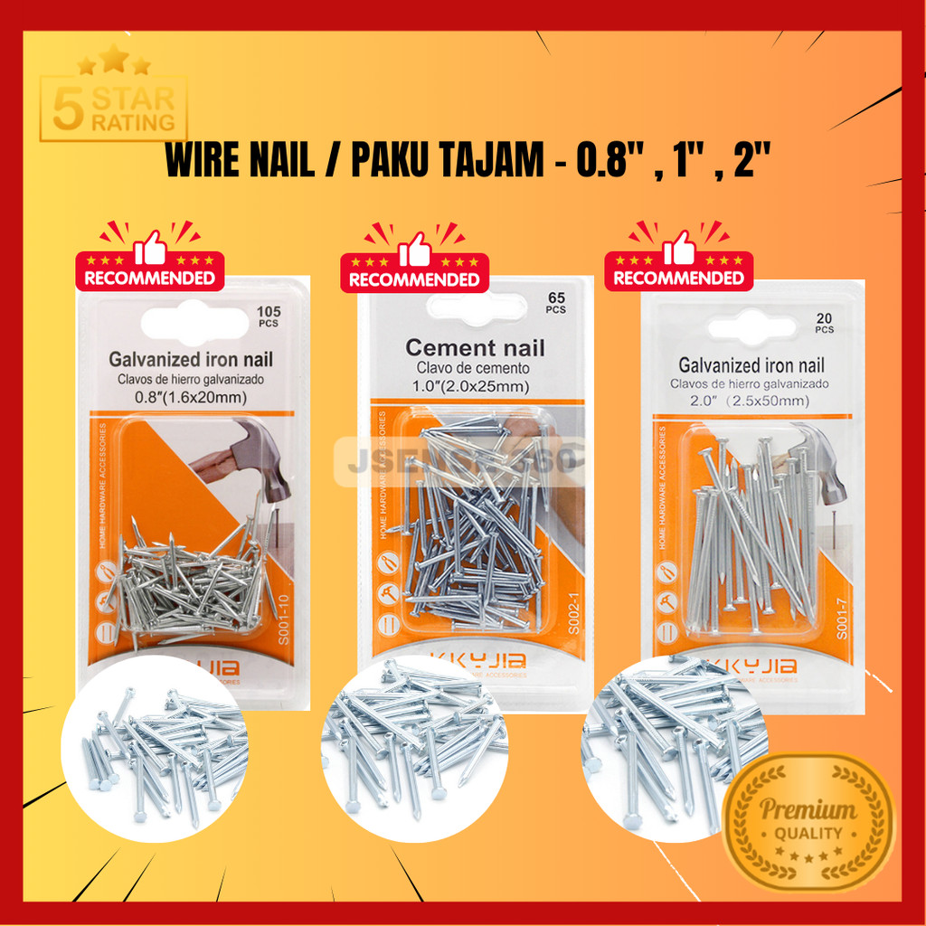 JSENSE 0.8" , 1" , 2" PAKU KAYU / WIRE NAIL Steel Concrete Nails Paku ...
