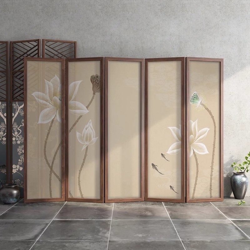 New Chinese Screen Folding Mobile Solid Wood Partition Living Room ...