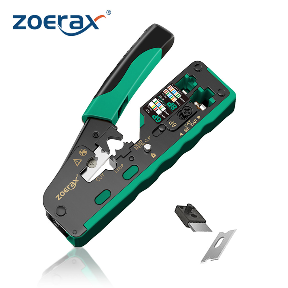 ZoeRax RJ45 Crimping Tool for Cat7 Cat6a Cat6 Cat5e Ethernet Connectors ...