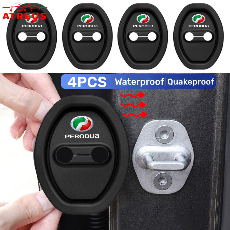 4Pcs Perodua Car Door Lock Protection Cover Silicone Door Lock Shock ...