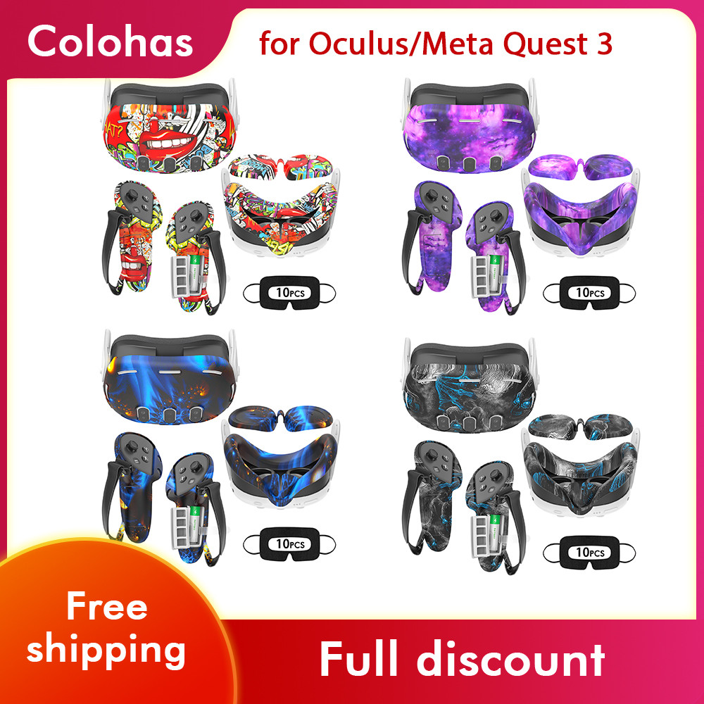 Silicone Protective Cover Set for Quest 3 VR Headset Controller Grip ...