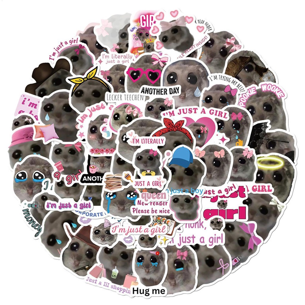 Hamster Meme Sticker Cute Meme Cute Sad Hamster Sticker Decals Cute ...