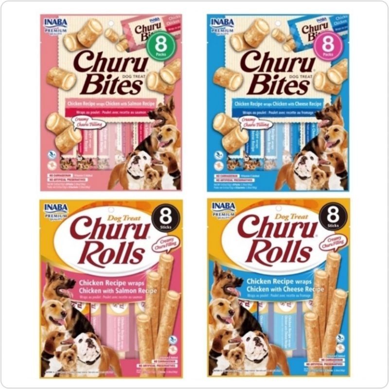 INABA Churu Bites/Churu Rolls Dog Treats 96g (12g x 8sticks/packs ...