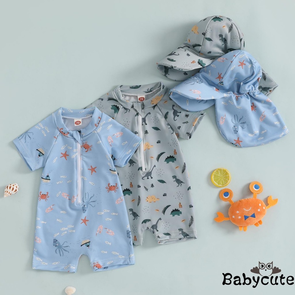 BB-Toddler Boys Rash Guard Swimsuit Playsuits Dinosaur/Fish Print ...