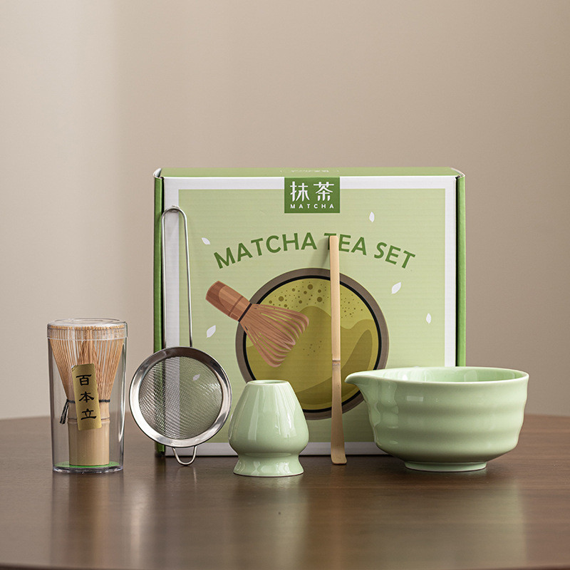 Matcha 5-Piece Set Matcha Bowl with Mouth Tea Shaker Stand Matcha Brush ...
