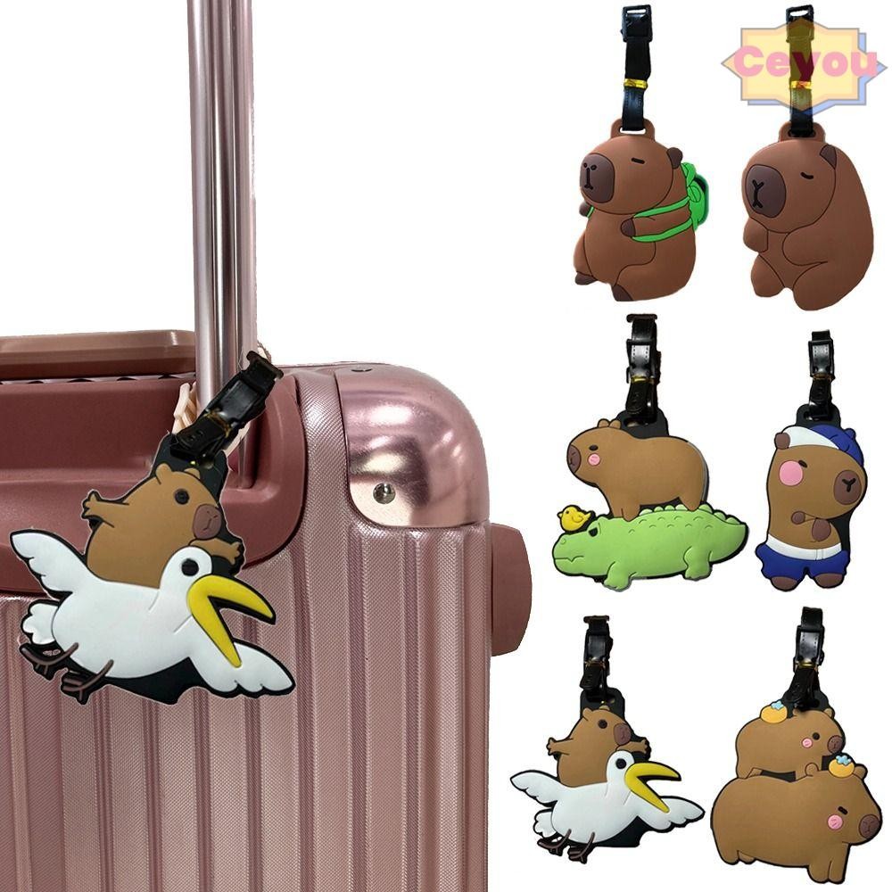 CEYOU Travel Luggage Tag, Cartoon Capybara Name Address Tel Suitcase ...