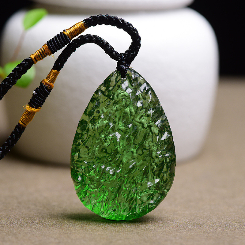1 pcs Crystal Green Gem Moldavite Meteorite Impact Glass Necklace ...