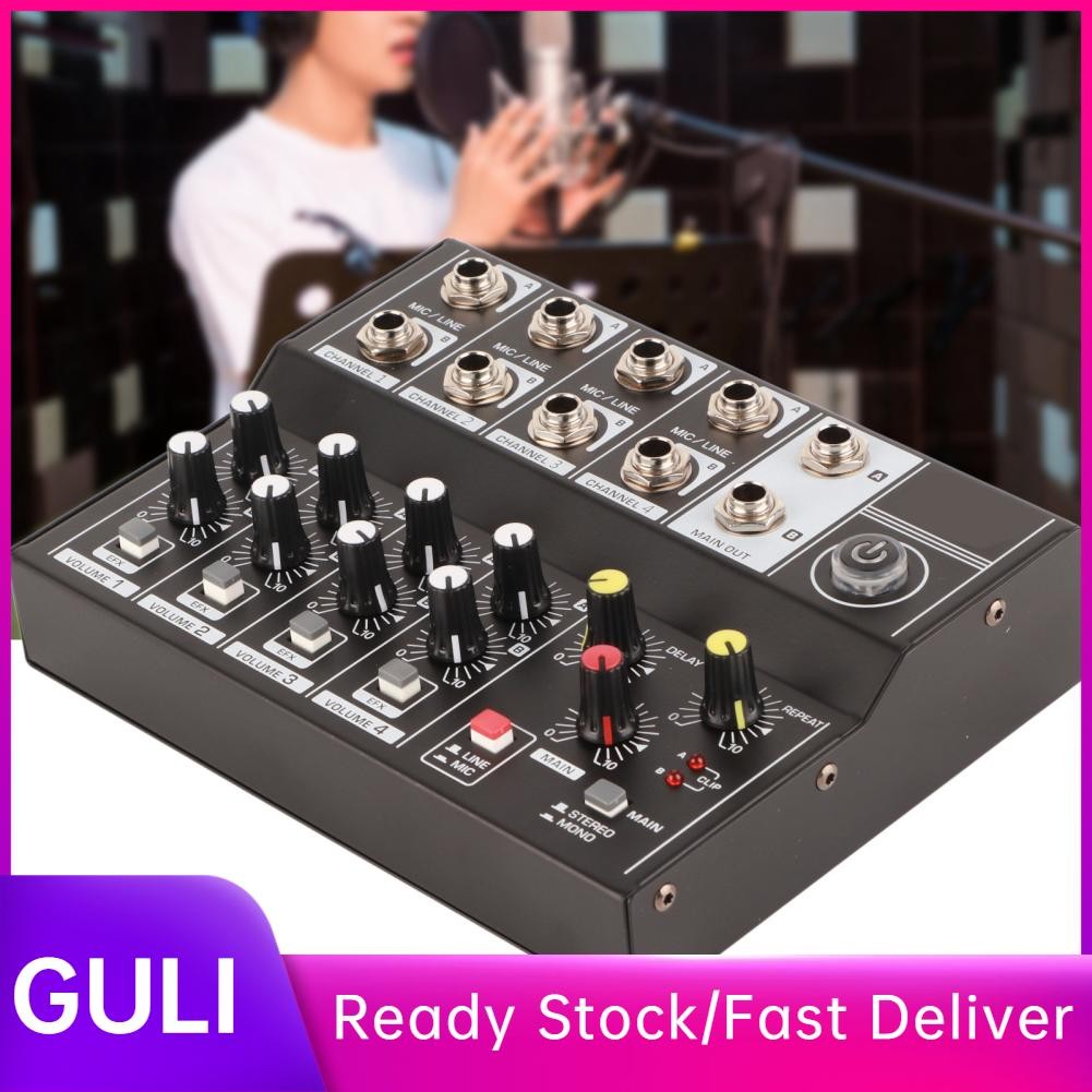 Guli Audio Mixer 8 Channel Stereo Convertible 4 Input Plug and Play Sound Board Console System ...