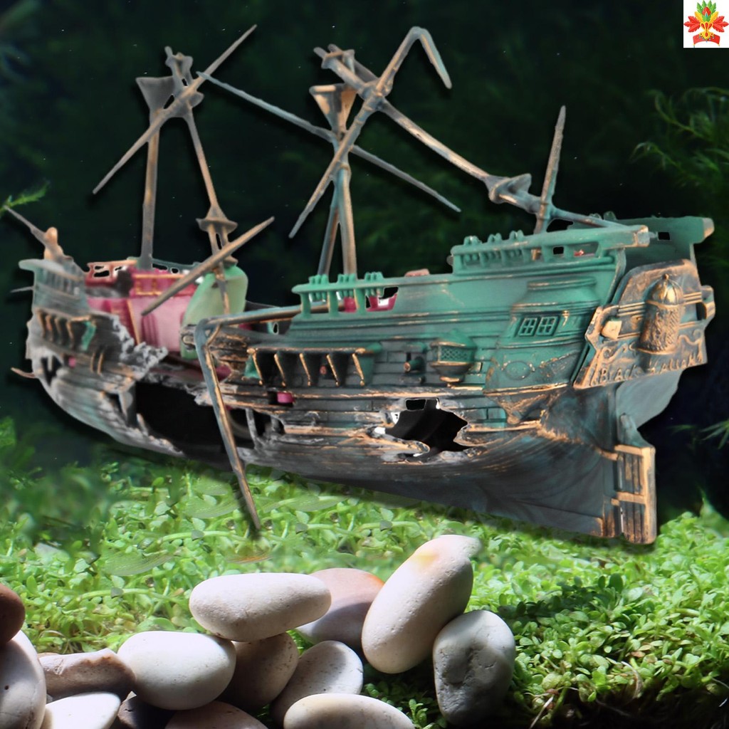 Aquarium Ship Fish Tank Decor Pneumatic Fish Tank Boat Resin Shipwreck ...