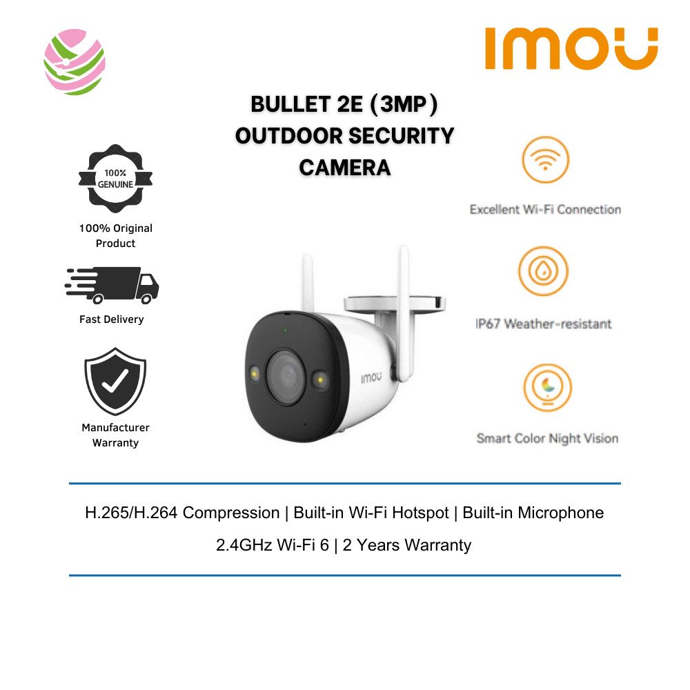 IMOU Bullet 2E (3MP) Outdoor Security Camera (Smart Color Night Vision ...