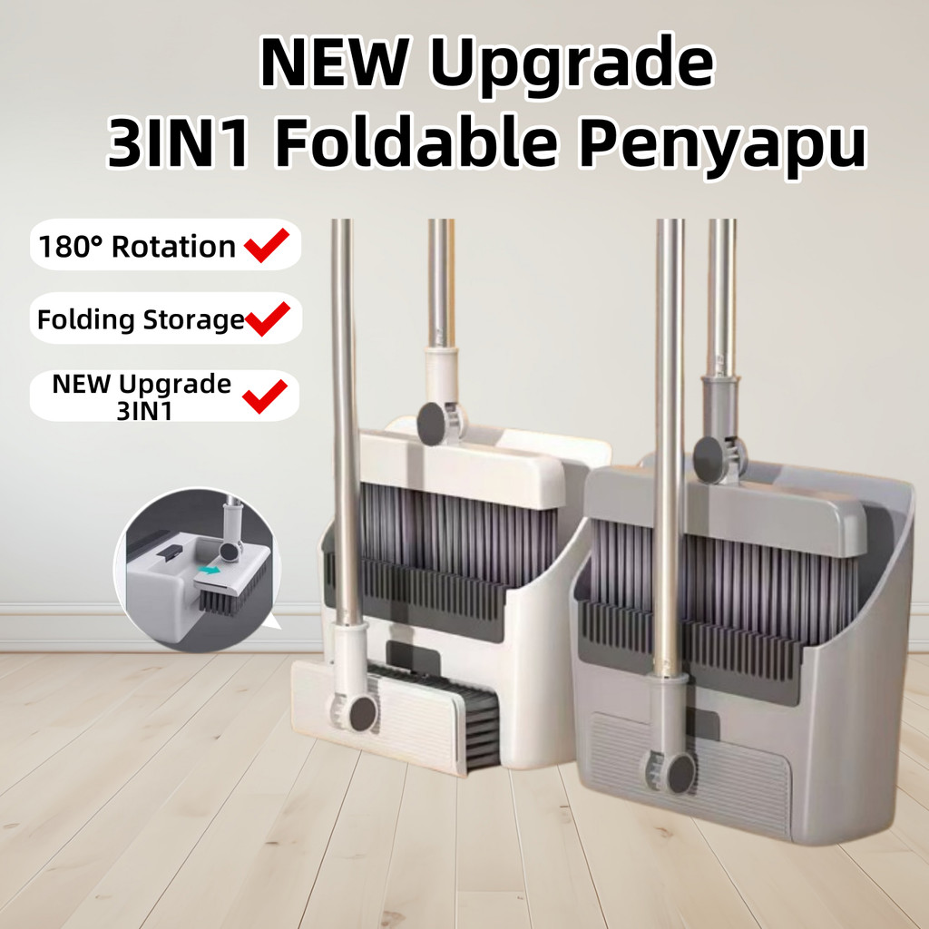 2in1 Penyapu Fordable Sweeper Broom Dustpan Set Outdoor Broom Set ...