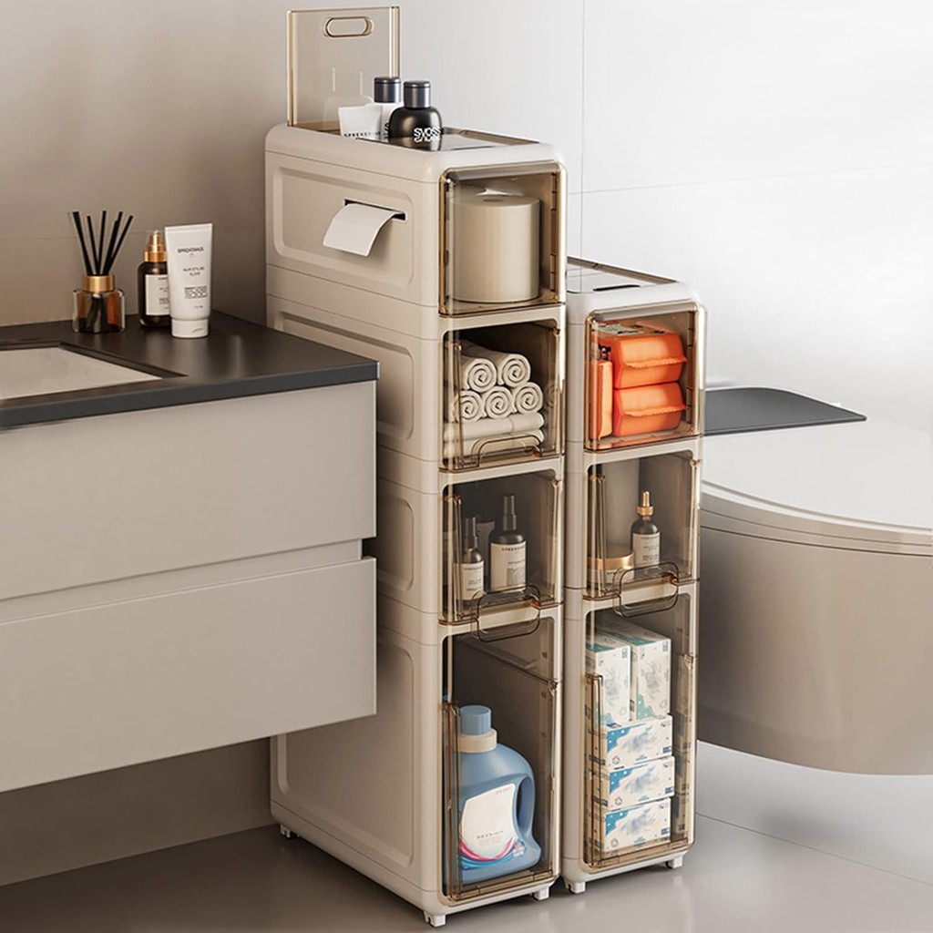 Towel Storage for Small Bathroom, 3-Tier Standing Storage Cabinet with ...