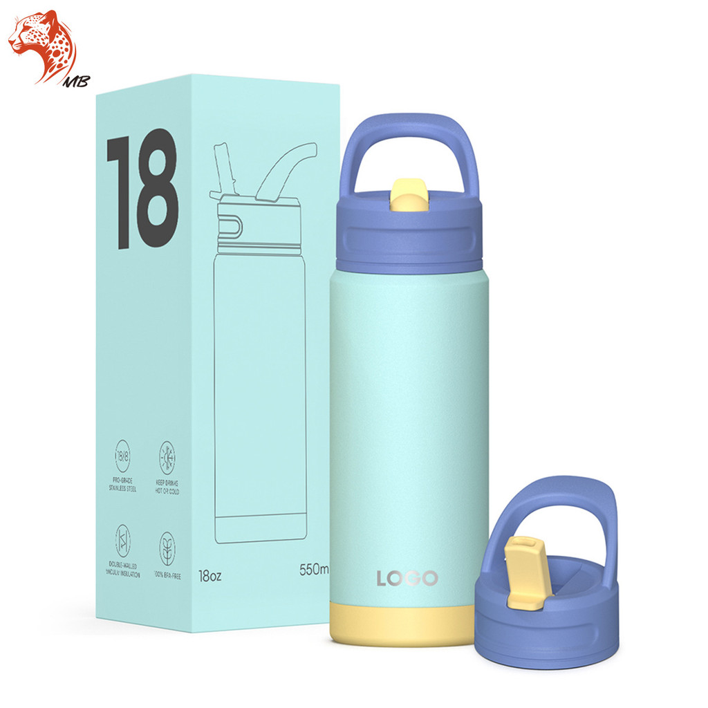 12oz Jerami Baharu Cawan Tertebat Kanak-kanak 304 Pemegang Keluli Tahan Karat Botol Air Kanak ...