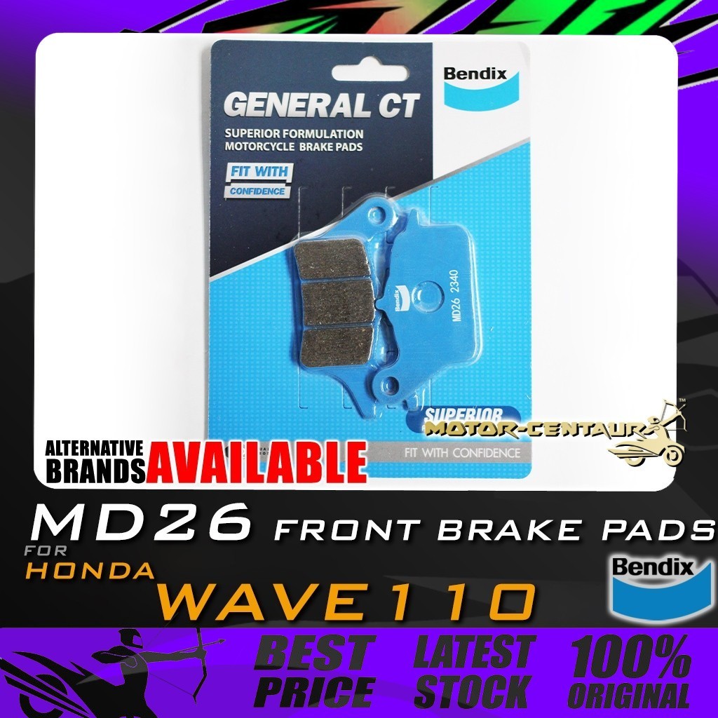 KULIT BREK BENDIX/YASAKI/SSS/MUTAKIN MD26 DISC BRAKE PADS FOR WAVE/DASH ...