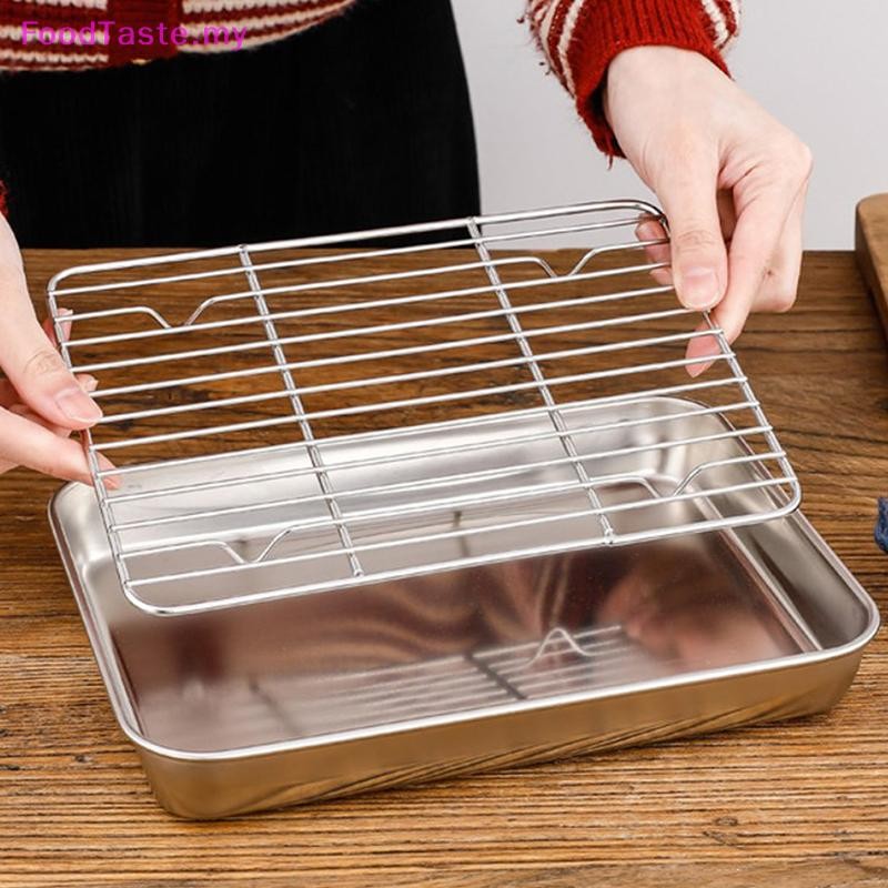 FoodTaste Stainless Steel Baking Pan Tray With Wire Rack Cake Baking ...