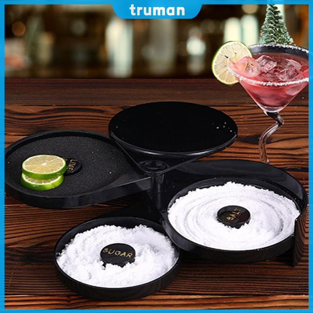 3-Tier Bar Glass Rimmer with Lid Margarita Salt Rimmer with Sponge Salt ...